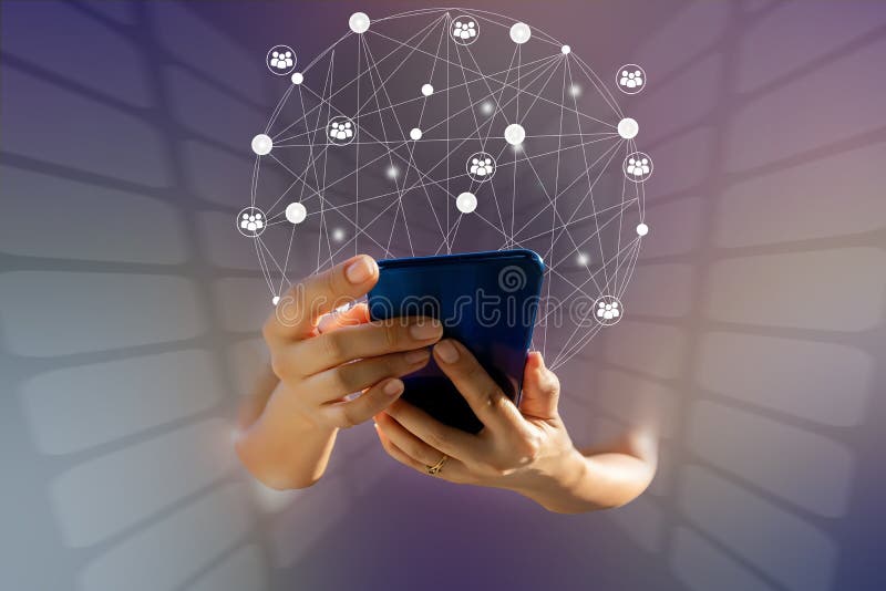 People`s Hands Using Smart Phone with Social Media and Network Icons ...