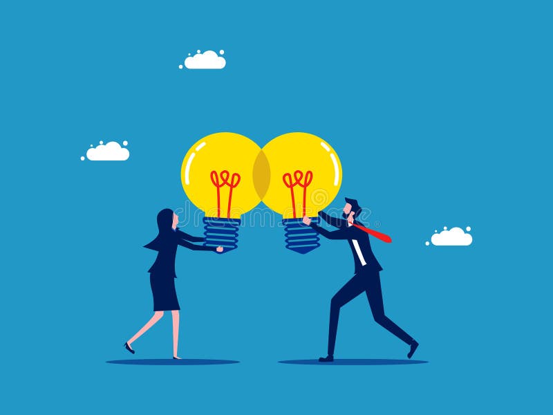 People with the Same Idea. Business People Share Light Bulb Ideas Stock ...
