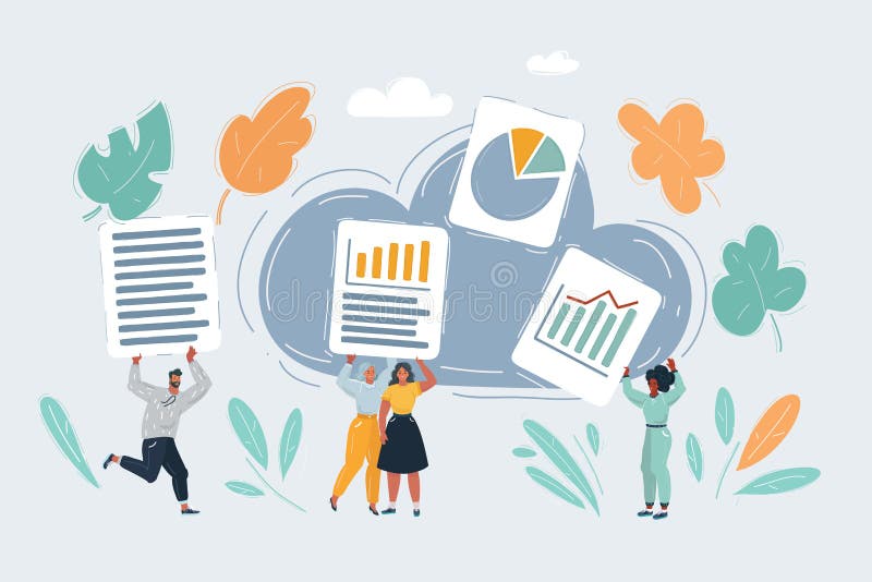 People Save Theirs Files in Cloud Storage. Remote Team Work, Operation ...