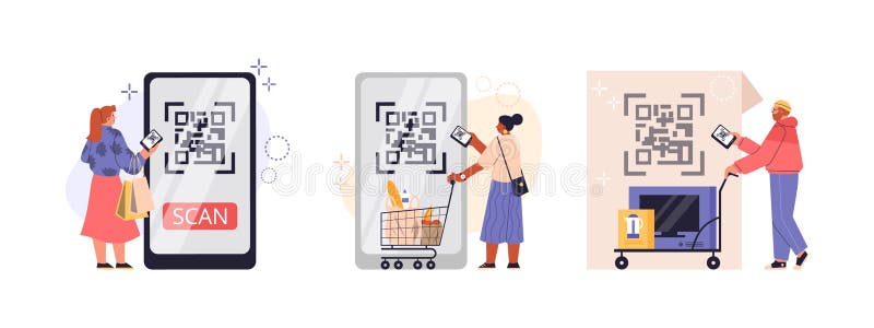 Phone Scanning Qr Code Cartoon Stock Illustrations – 257 Phone Scanning ...