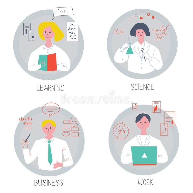 People of Science, Business and Students Stock Vector - Illustration of ...