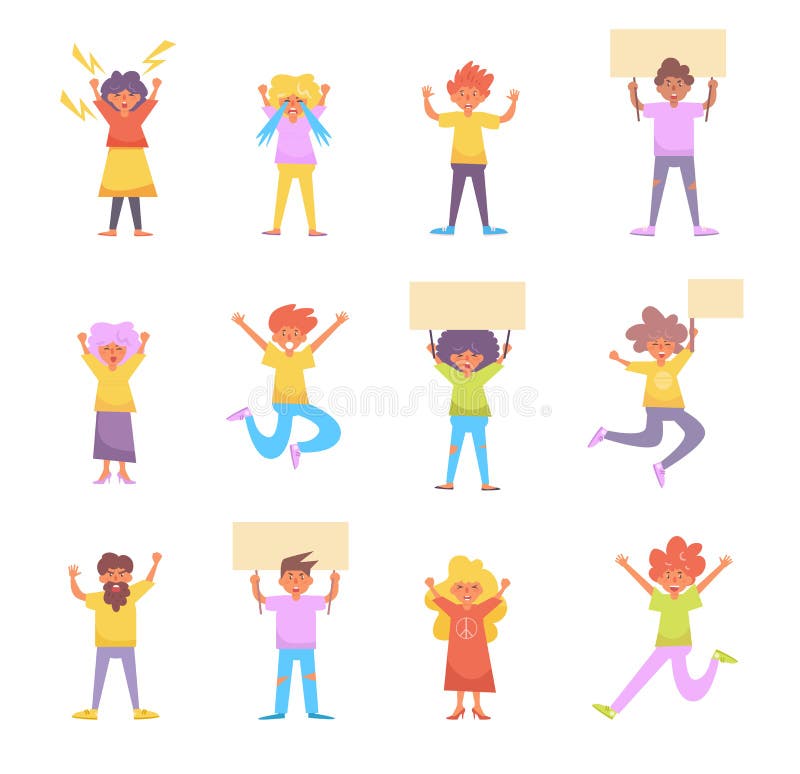 People Scream Vector Cartoon Isolated Art On White Background Stock