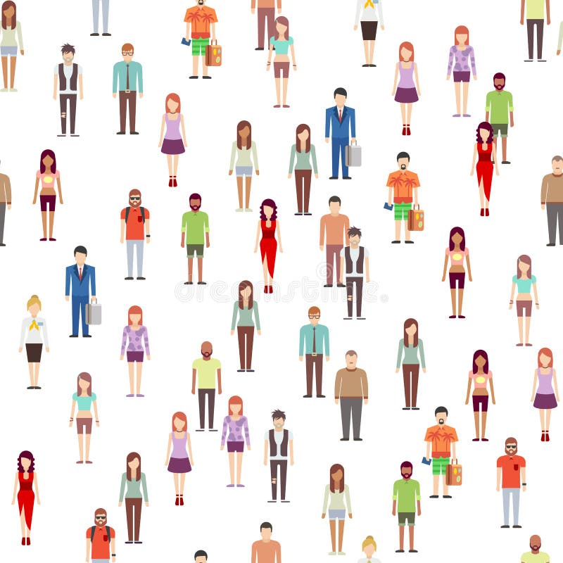 People Seamless Pattern. Various Human Characters Standing Stock ...