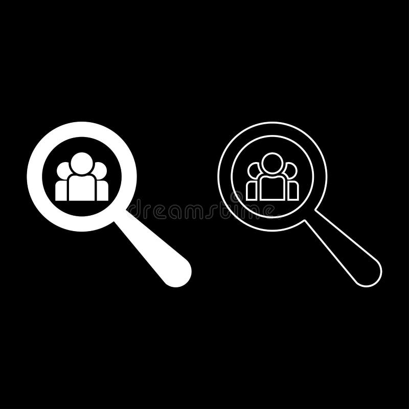 People Search Icon Set White Color Illustration Flat Style Simple Image ...