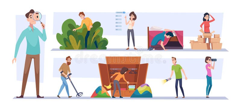 People Searching. Environment Exploration Characters Exact Vector ...