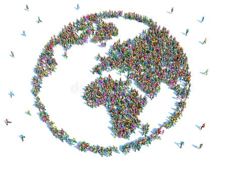 People Seen from Above Forming the Earth Globe Shape Stock Illustration ...