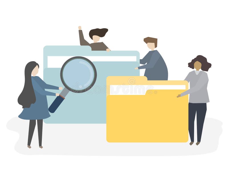 People with Selected Folder Icon Stock Illustration - Illustration of ...