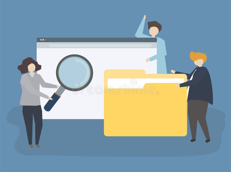 People with Selected Folder Icon Stock Illustration - Illustration of ...