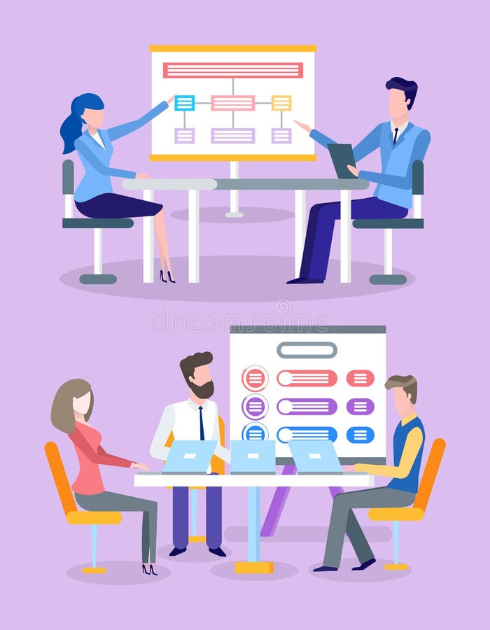 Conference Business Seminar and Presentation Set Stock Vector ...