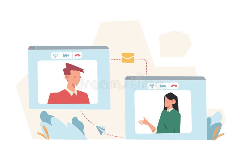 People Send an Email To Inform Other Via Computer Stock Vector ...