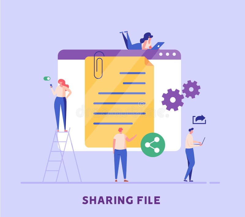 People Send Files for Business. Concept of Sharing File, Data Transfer ...