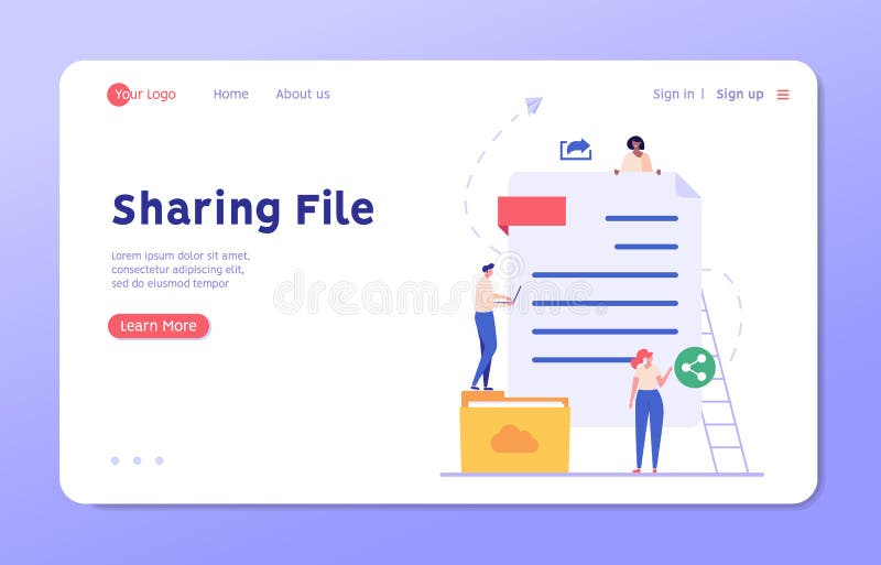 People Send Files for Business. Concept of Sharing File, Data Transfer ...