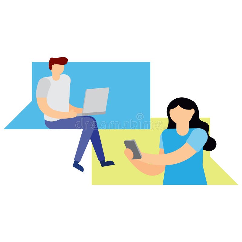People Sending Messages To Each Other Via Messenger App Stock Vector ...