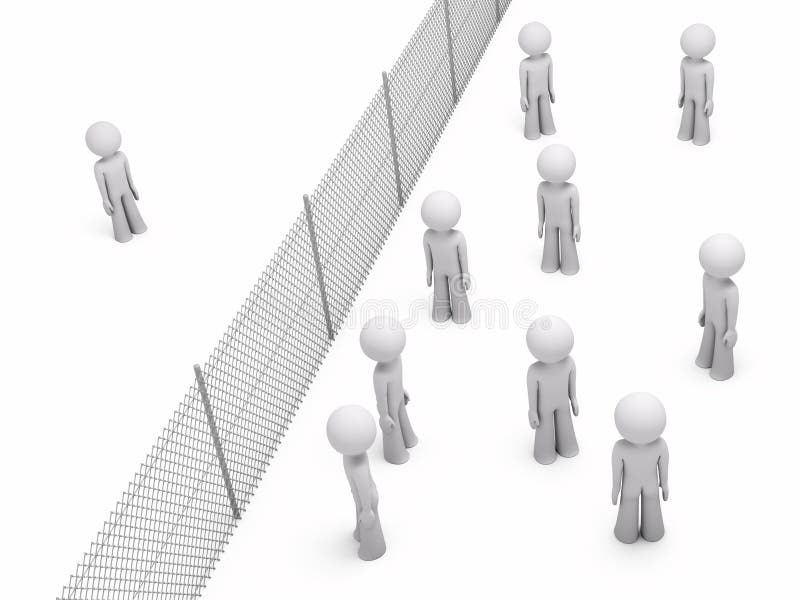 People Separated by a Fence Stock Illustration - Illustration of mesh ...