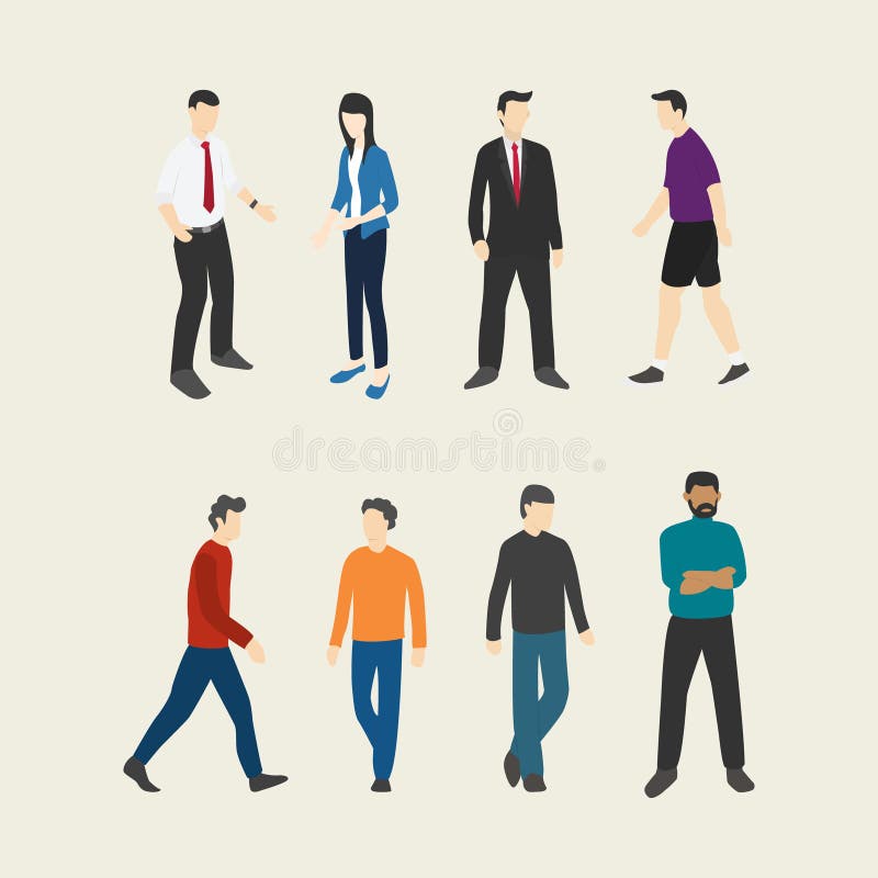 People Set Collection with Flat Style - Vector Stock Illustration ...