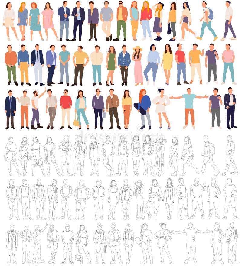 People Set Flat Design, Isolated Stock Vector - Illustration of ...