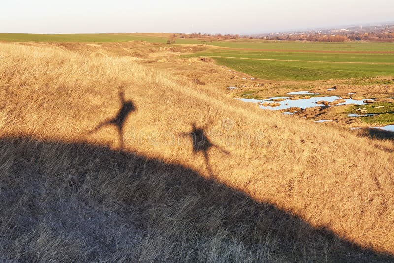 People Shadows on Hills, at High Altitude Stock Photo - Image of cities ...