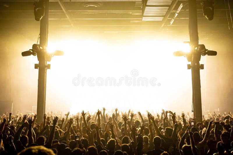 People Shadows Silhouette at Concert from Back Stock Photo - Image of ...
