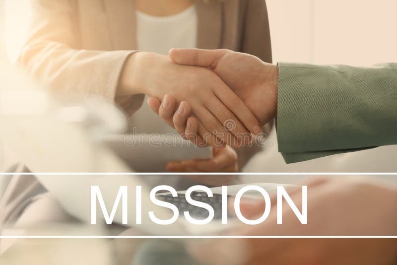 People Shaking Hands and Text MISSION Stock Photo - Image of idea ...