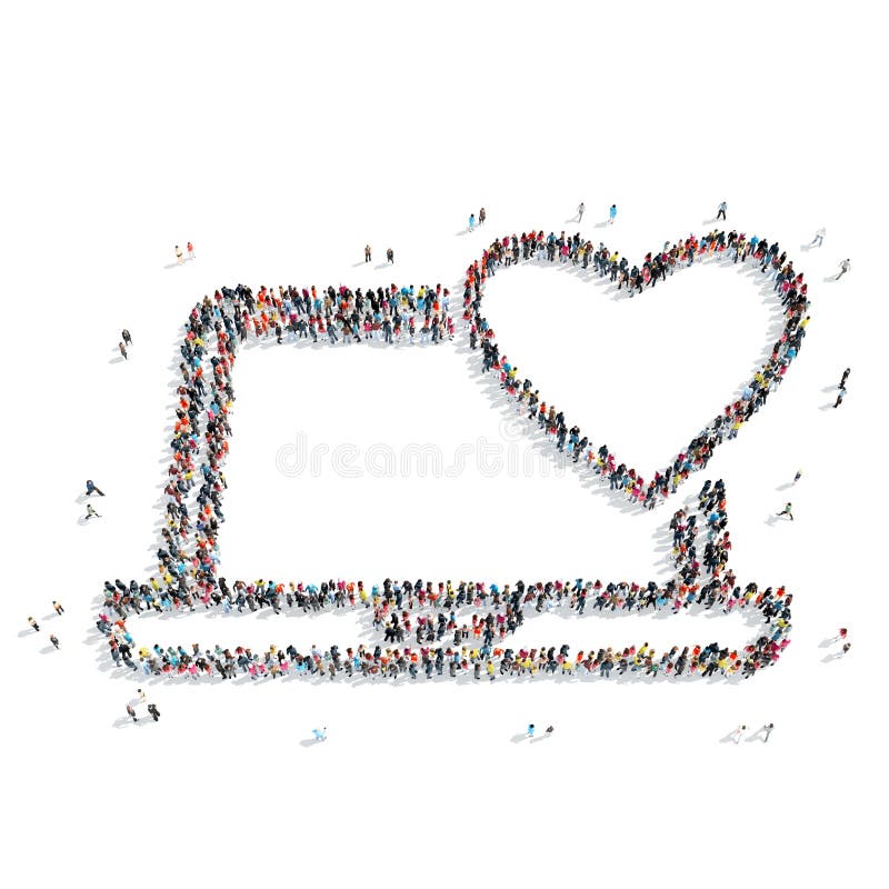 People In The Shape Of A Computer, Heart Stock Illustration ...