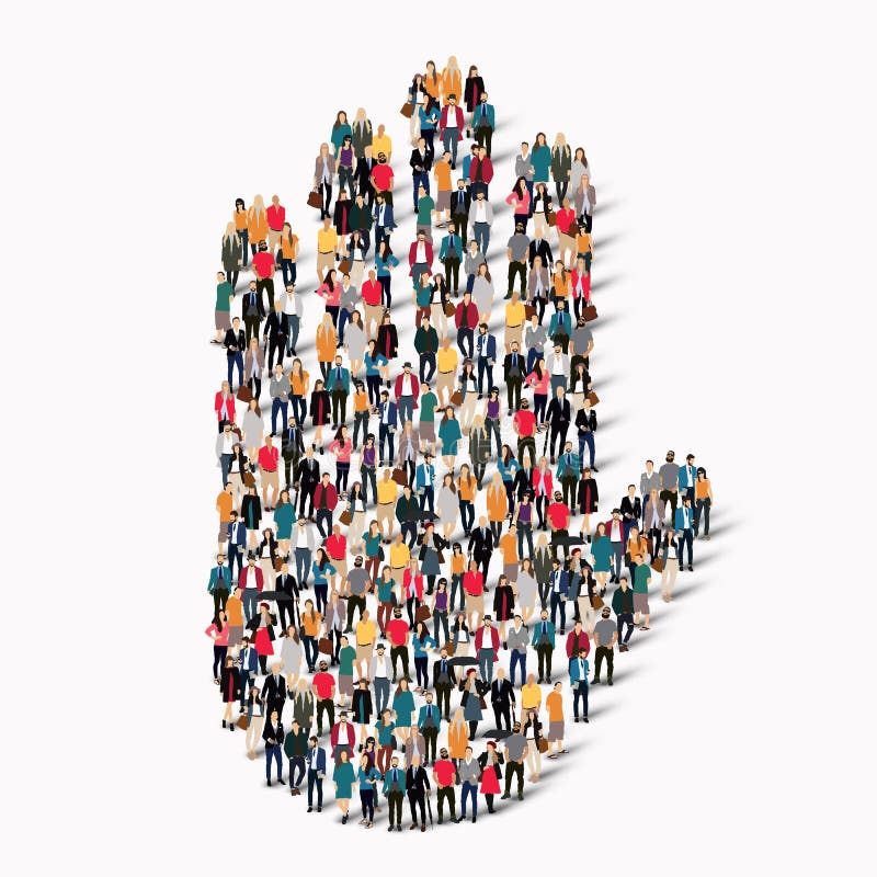 People Shape Hand Stop Sign Stock Vector - Illustration of connection ...