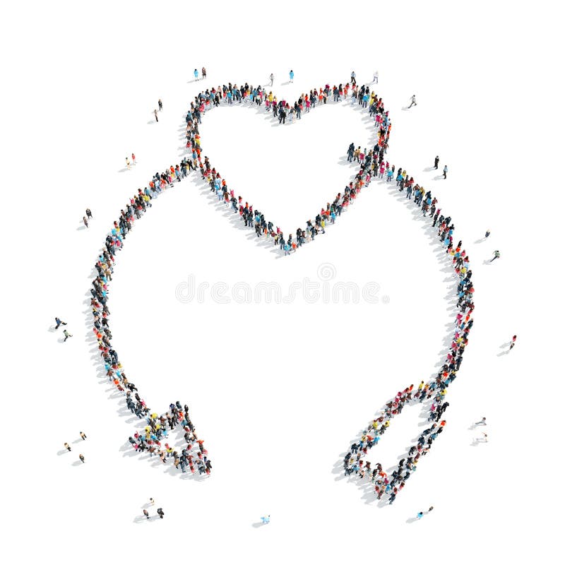 People in the Shape of Heart . Stock Illustration - Illustration of ...