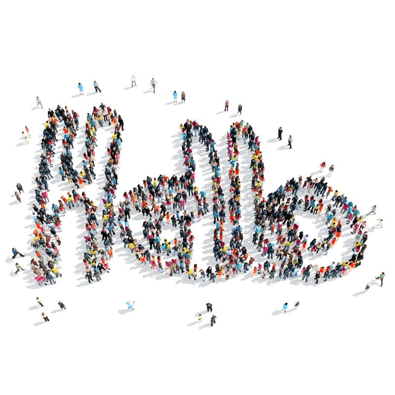 People shape hello cartoon stock illustration. Illustration of graphic ...