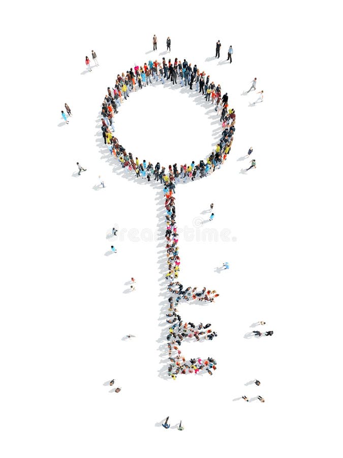 People in the Shape of a Key. Stock Illustration - Illustration of hold ...