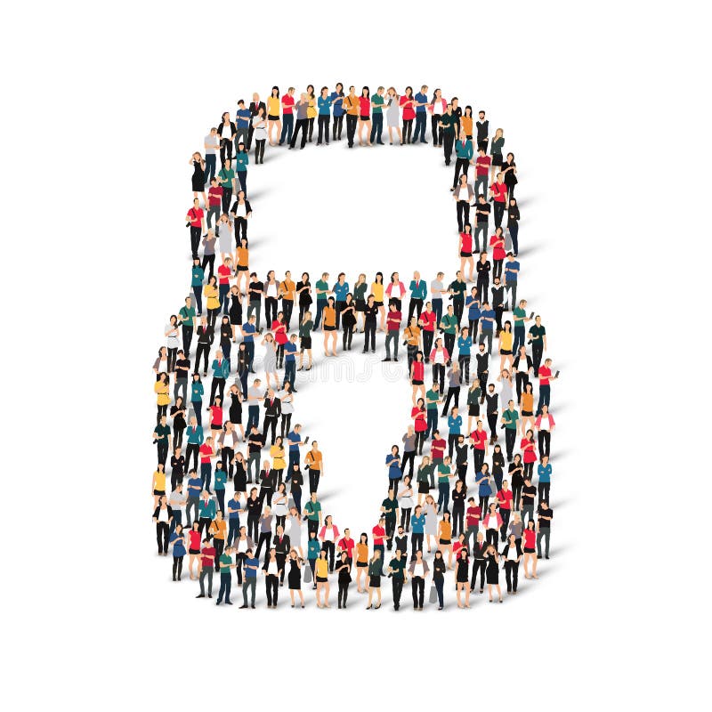 People Shape Lock Vector Group Stock Vector - Illustration of ...