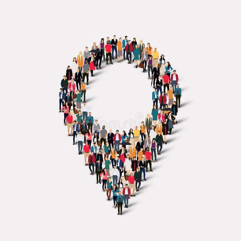 People shape map pointer stock illustration. Illustration of help ...