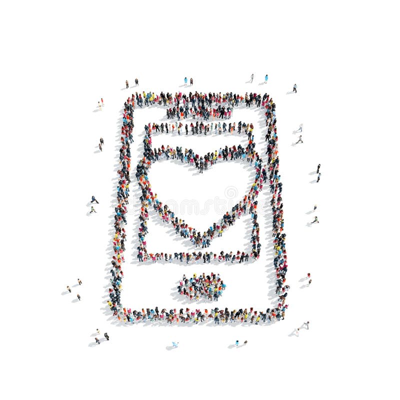 People in the Shape of a Mobile Phone, Heart Stock Illustration ...