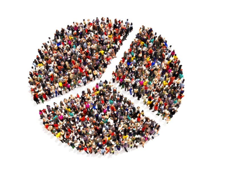 People in the Shape of a Pie Graph on a White Background Stock ...