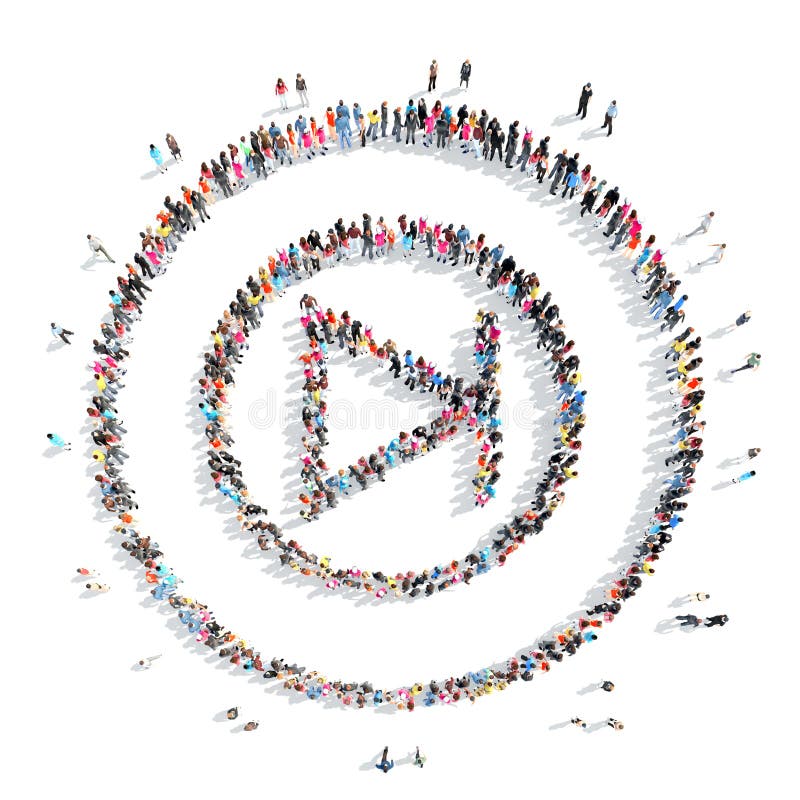 People in the Shape of Sign Rewinding. Stock Illustration ...