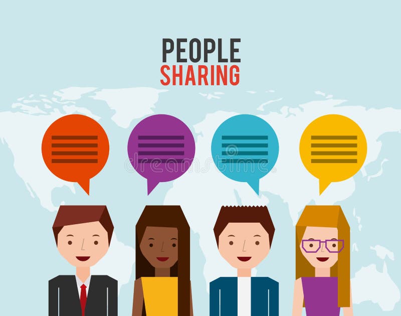 People sharing design stock illustration. Illustration of profile ...