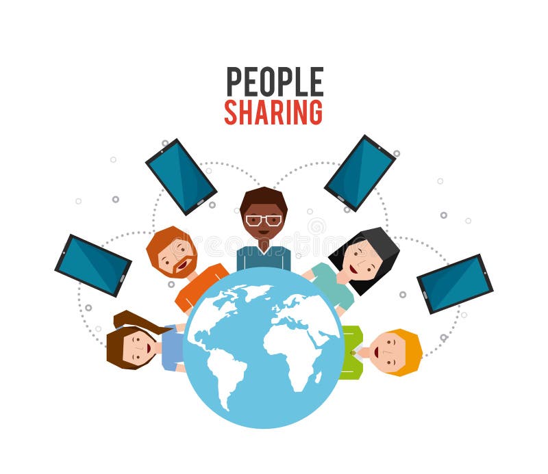 People sharing design stock illustration. Illustration of background ...