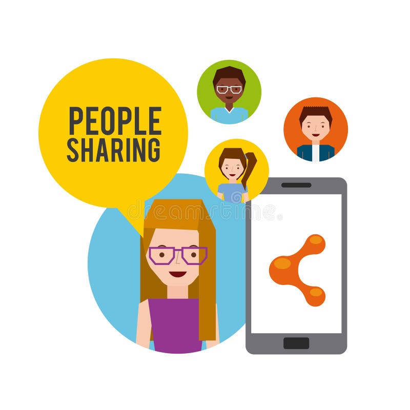 People sharing design stock illustration. Illustration of flat - 69353810