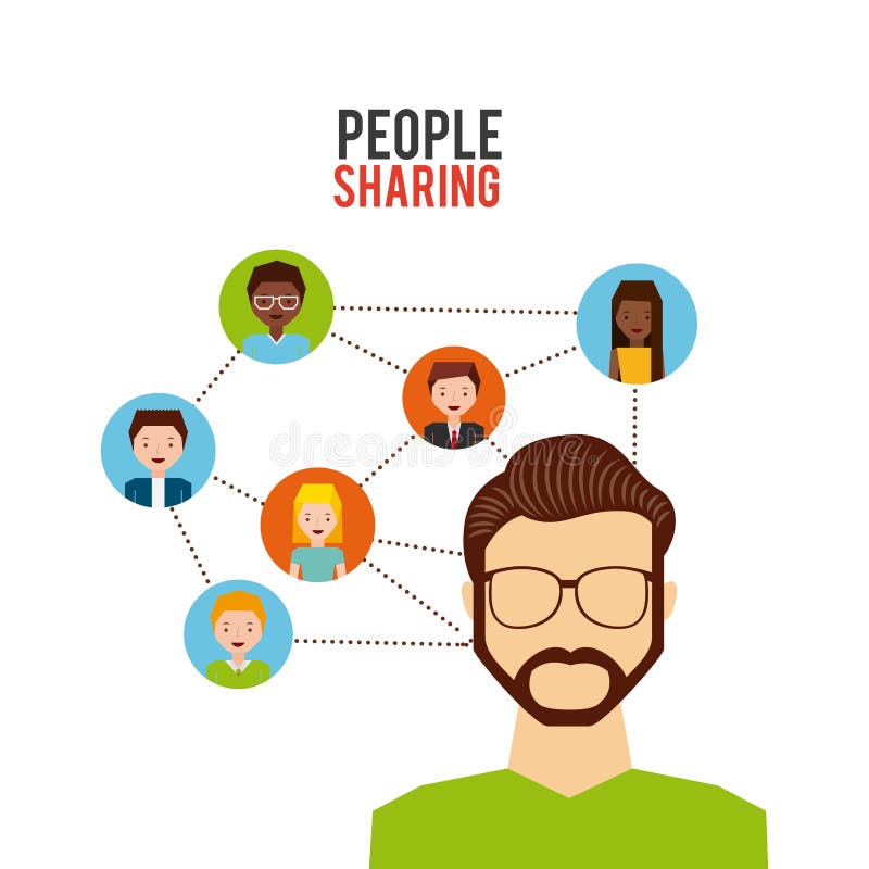 People sharing design stock illustration. Illustration of icon - 69354701