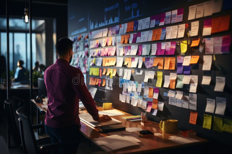 People Sharing Ideas Concept with Paper Note Writing Strategy in Office ...