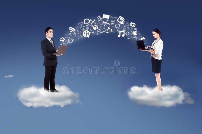 People Sharing Information on Cloud Stock Photo - Image of connection ...