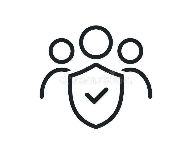 People with Shield Checklist Icon. Illustration Vector Stock Vector ...