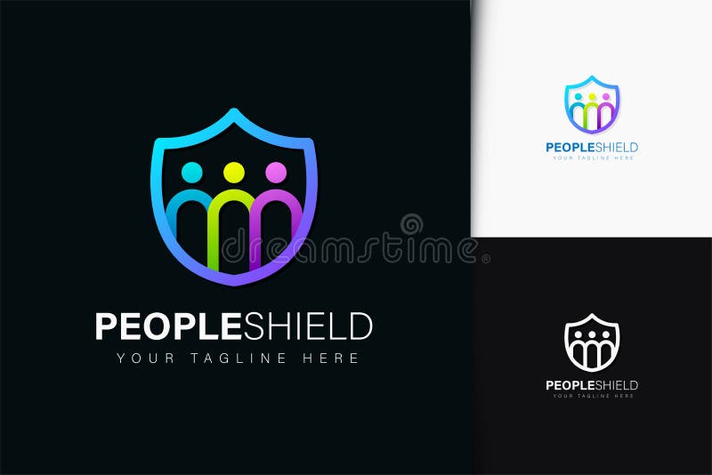People Shield Logo Design with Gradient Stock Vector - Illustration of ...
