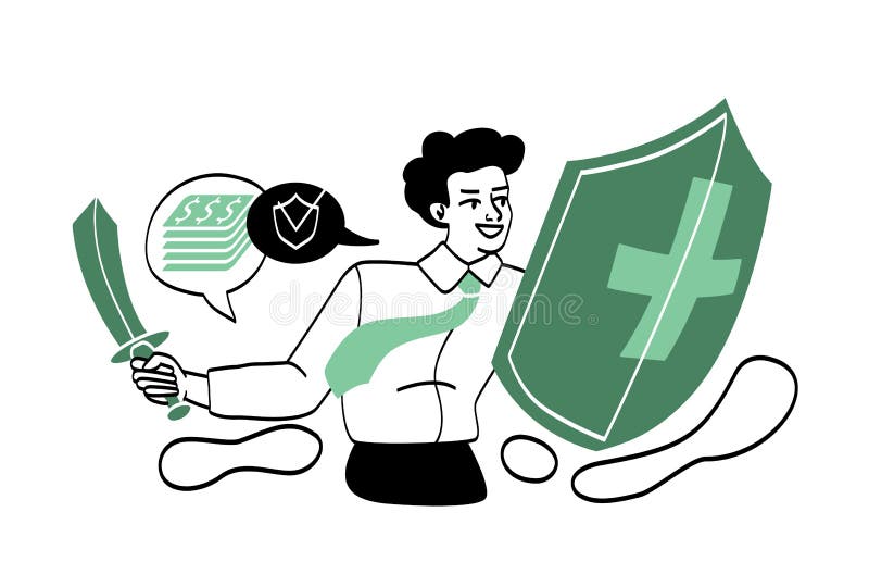 People with Shields Protecting Stock Illustration - Illustration of ...