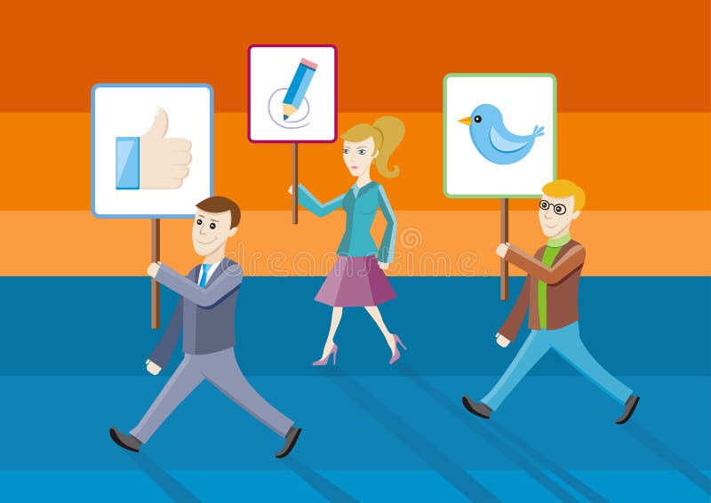 People Showing Posters with Icons Stock Vector - Illustration of person ...