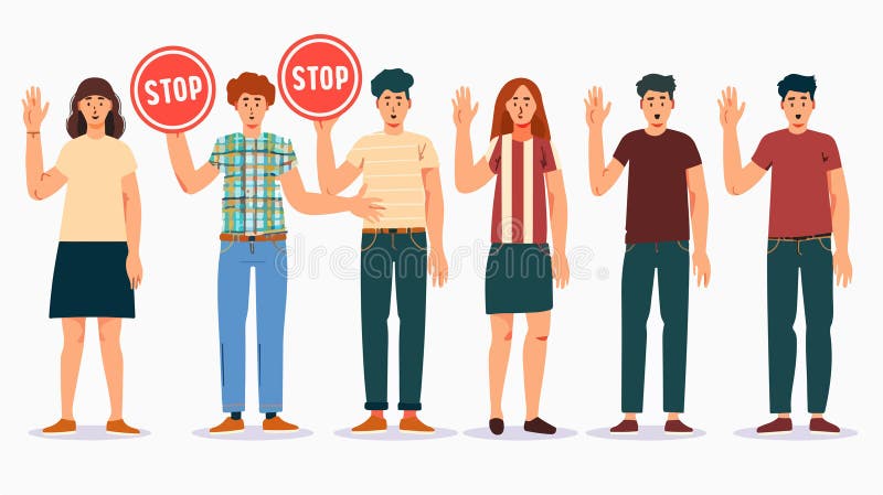 People Showing Stop Gesture Warning Sign Refusing Gesture Concept Stock ...