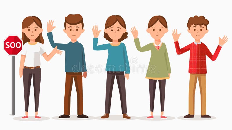People Showing Stop Gesture Warning Sign Refusing Gesture Concept Stock ...