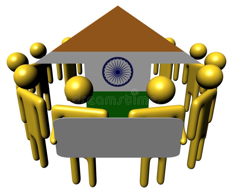 People with Sign and Indian Flag Arrow Stock Illustration ...