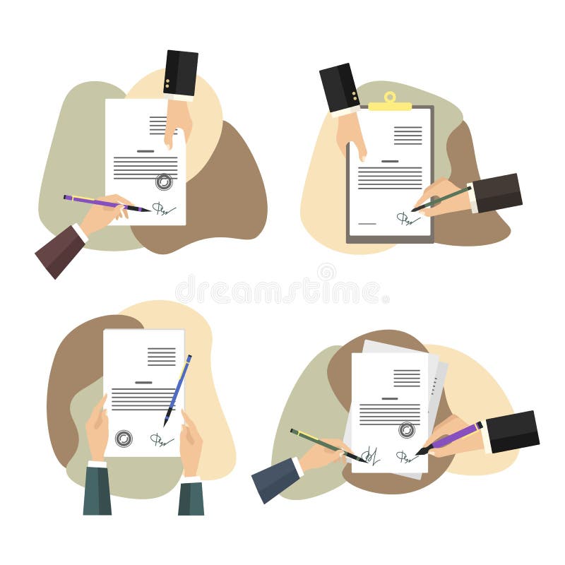 People signing paper stock vector. Illustration of office - 222566516