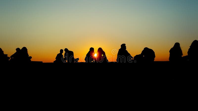 People Silhouette and the Sunset Stock Footage - Video of beautiful ...
