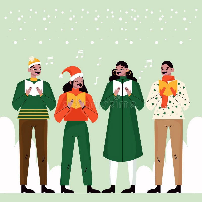 People Singing Christmas Choir Design Vector Illustration Stock Vector ...