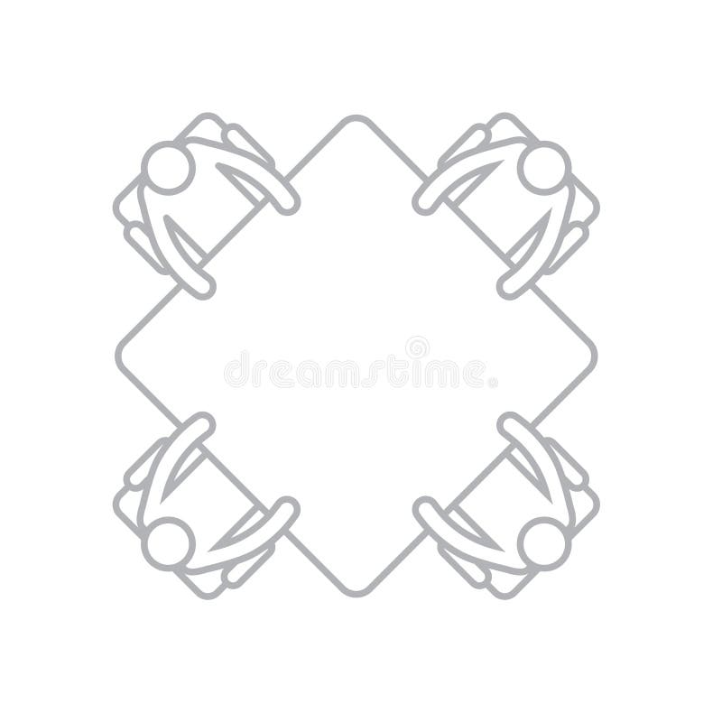 People Sitting Around the Square Table Stock Vector - Illustration of ...